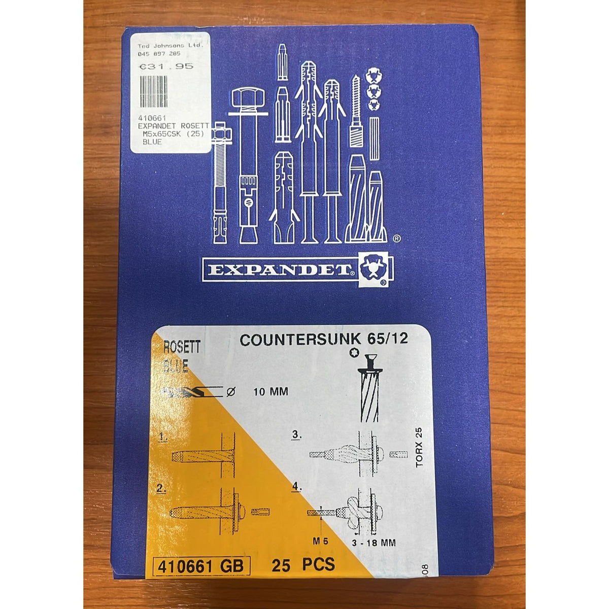 Expandet Rosett Countersunk Plasterboard Fixings M5x65MM - Blue | Pack ...
