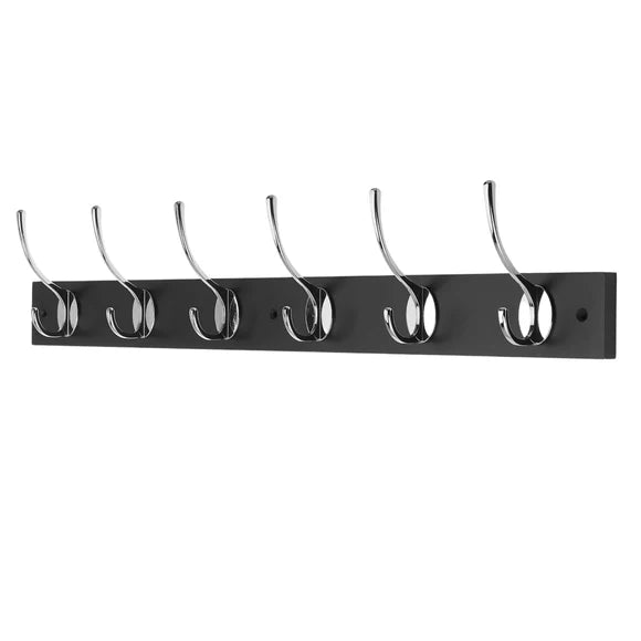 Headbourne Wall Coat Rack 6 Double Victorian Chrome Hooks Black – Ted ...